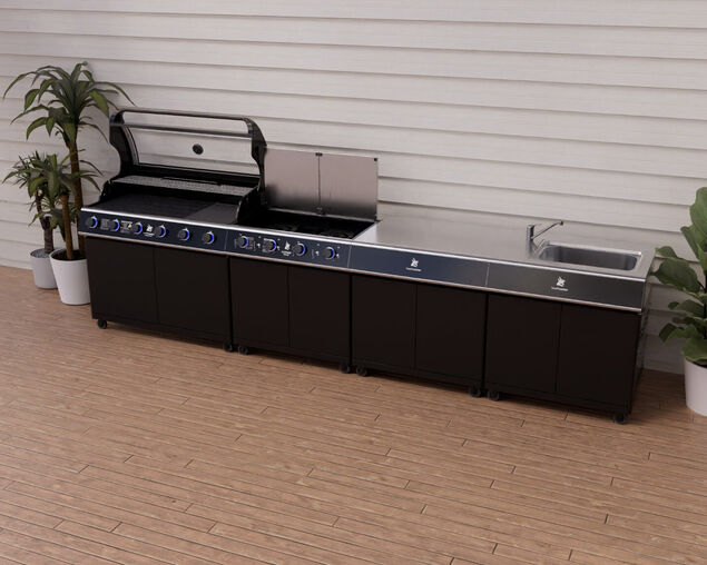 Buy Beefmaster Premium 6 Burner Outdoor Kitchen with Range, Sink ...