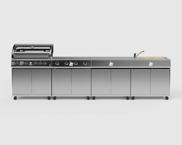 Buy Beefmaster Deluxe 4 Burner Outdoor Kitchen with Range, Sink & Bench ...