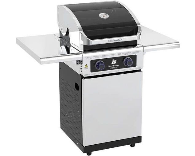 Buy Premium Beefmaster 2 Burner BBQ on Deluxe Cart with Folding Shelves ...