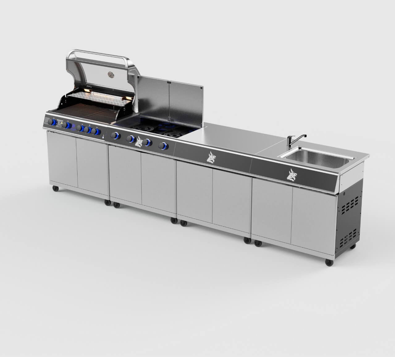 Buy Beefmaster Deluxe 4 Burner Outdoor Kitchen with Range, Sink & Bench ...
