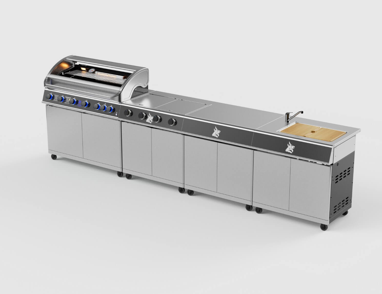 Buy Beefmaster Deluxe 6 Burner Outdoor Kitchen with Range, Sink & Bench ...