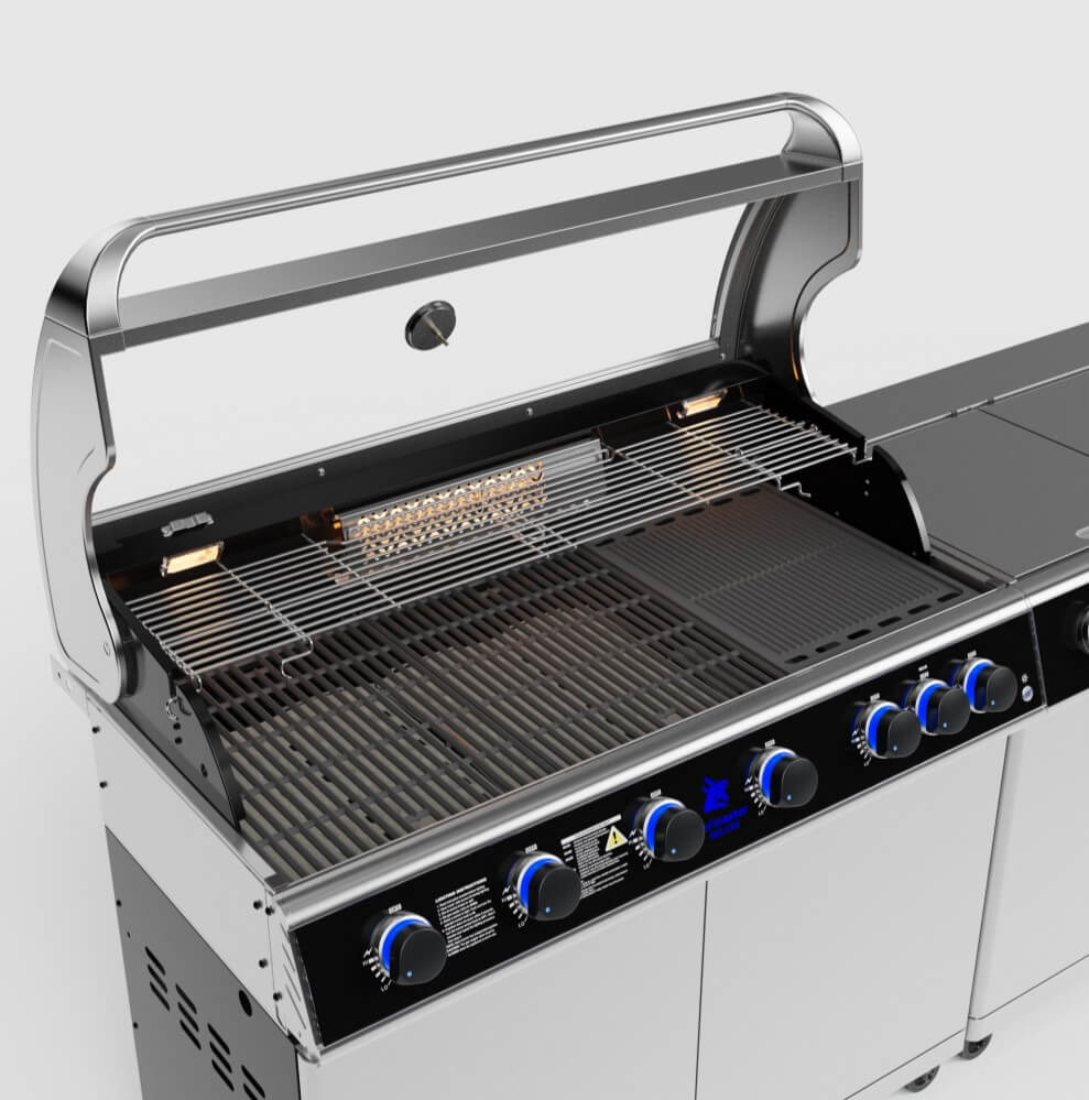 Buy Beefmaster Deluxe 6 Burner Outdoor Kitchen with Range, Sink & Bench ...