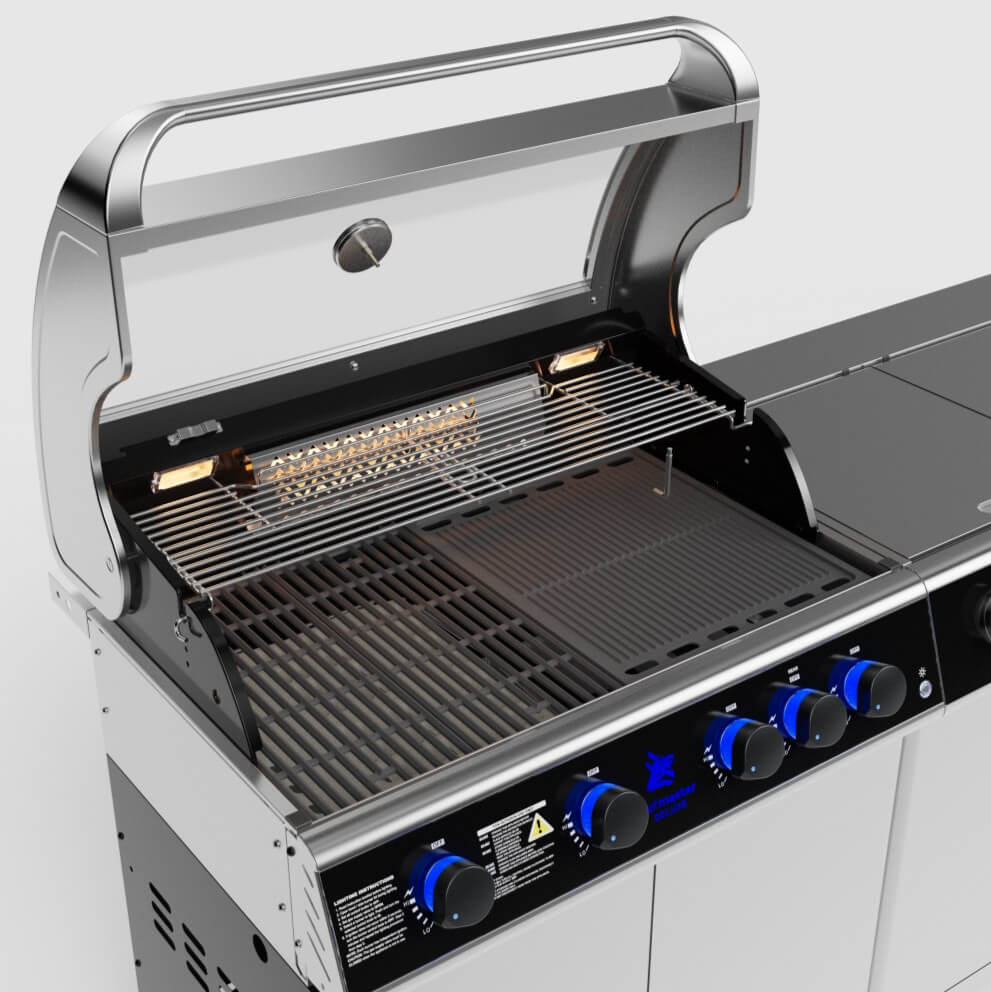 Buy Beefmaster Deluxe 4 Burner Outdoor Kitchen with Range, Sink & Bench ...