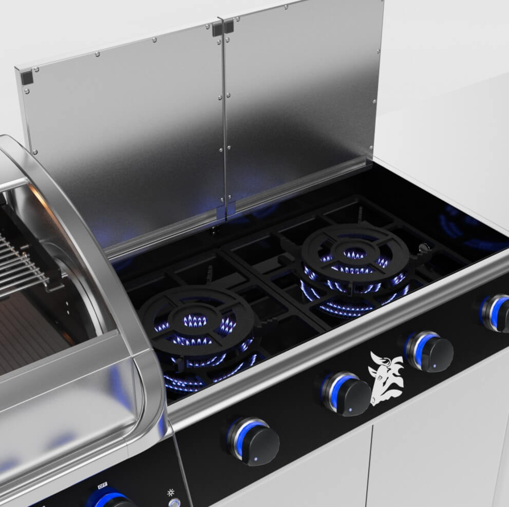 Buy Beefmaster Deluxe 4 Burner Outdoor Kitchen with Range, Sink & Bench ...