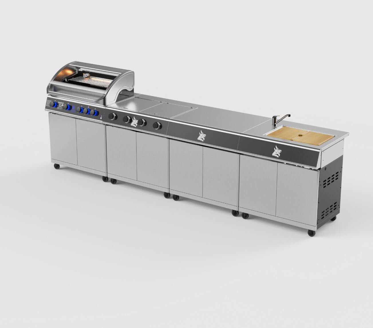 Buy Beefmaster Deluxe 4 Burner Outdoor Kitchen with Range, Sink & Bench ...
