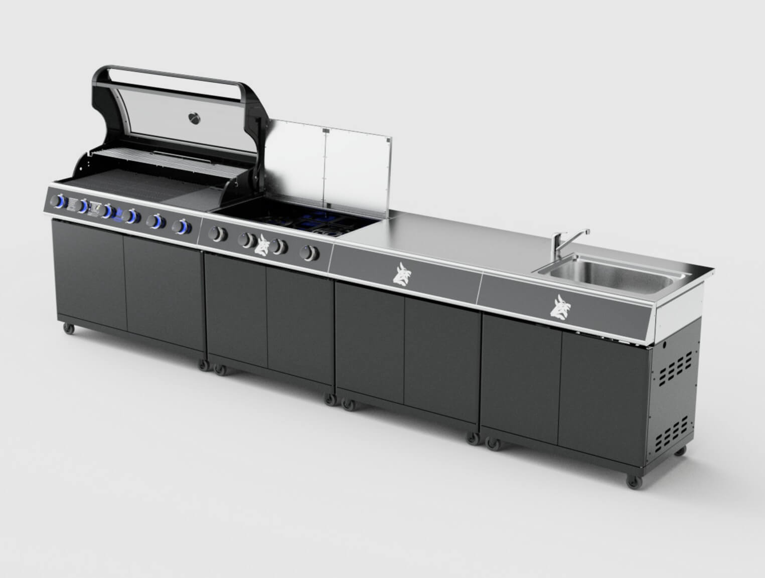 Buy Beefmaster Premium 6 Burner Outdoor Kitchen with Range, Sink ...